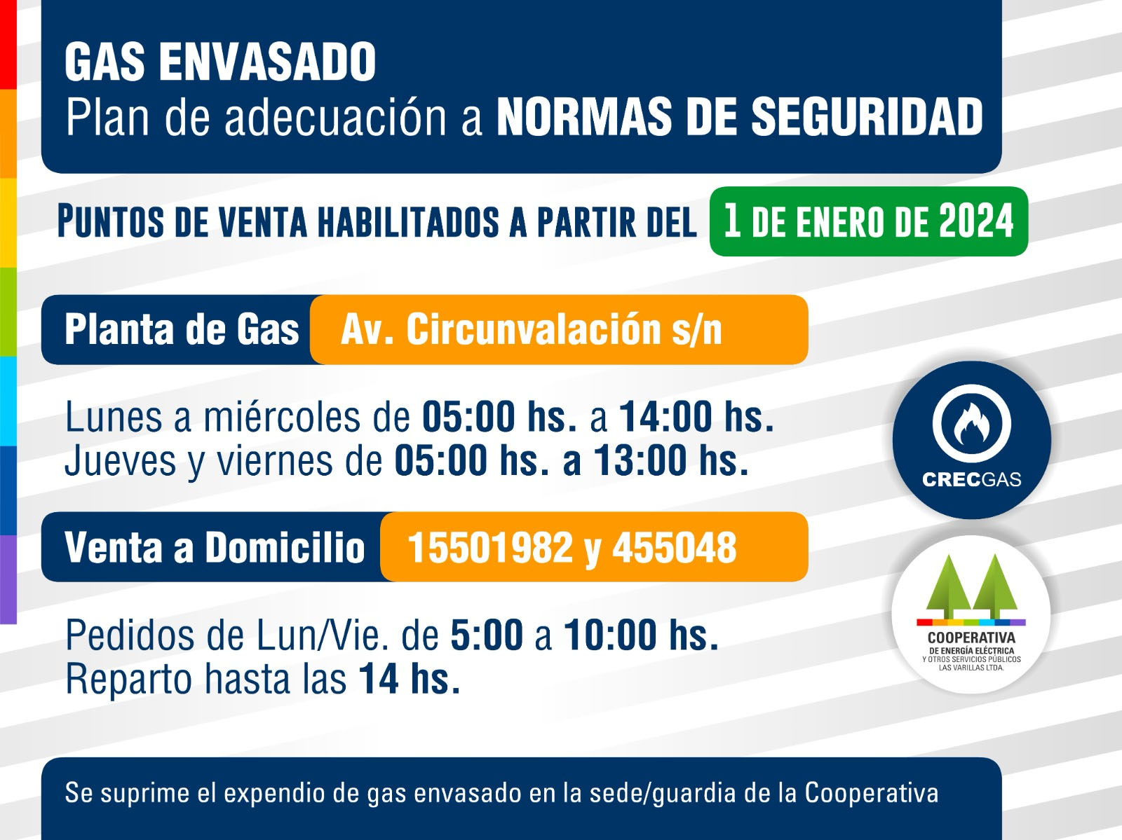 Cambios en el expendio de gas envasado de la Cooperativa