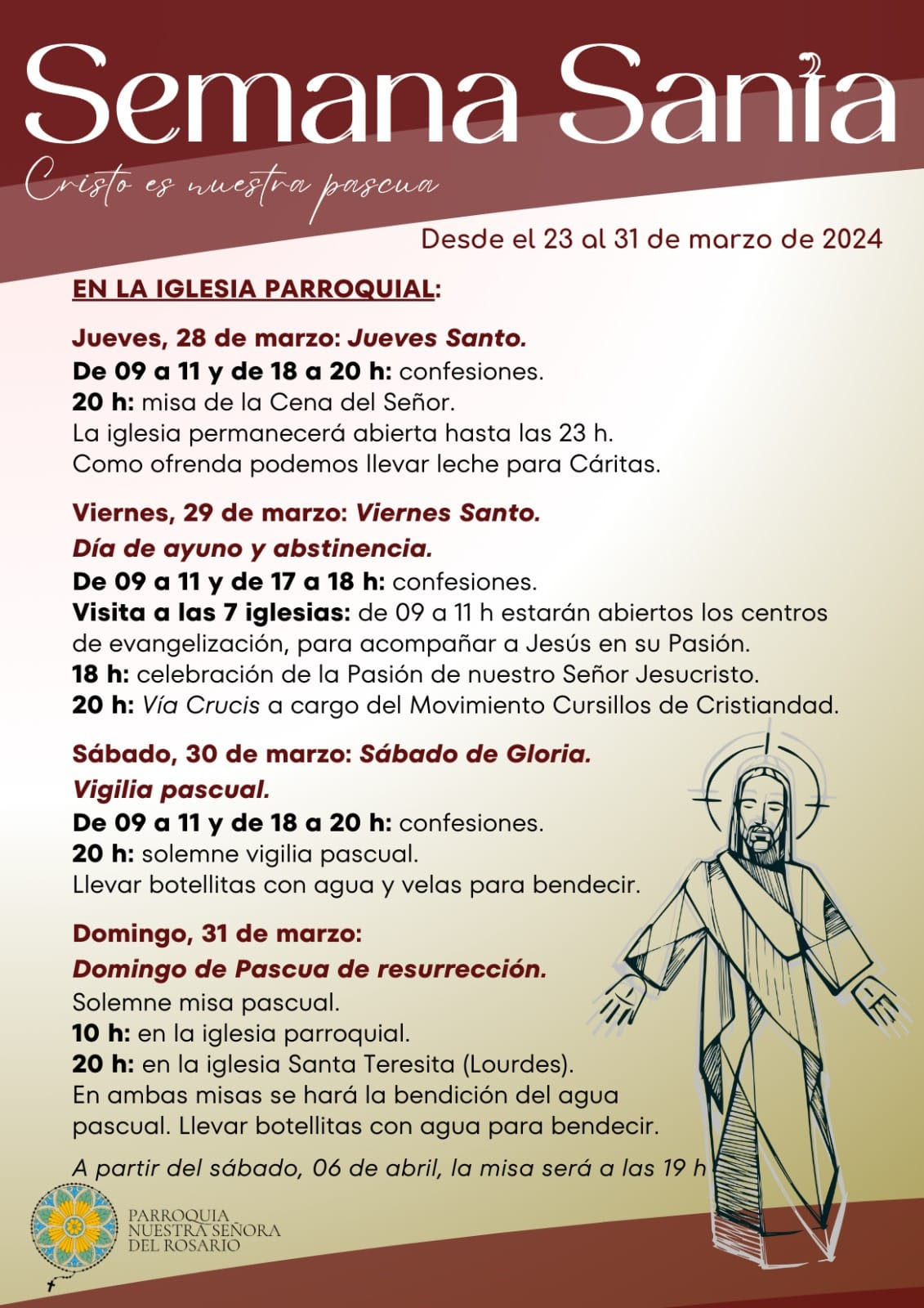 Programa de Semana Santa en la Parroquia de Las Varillas